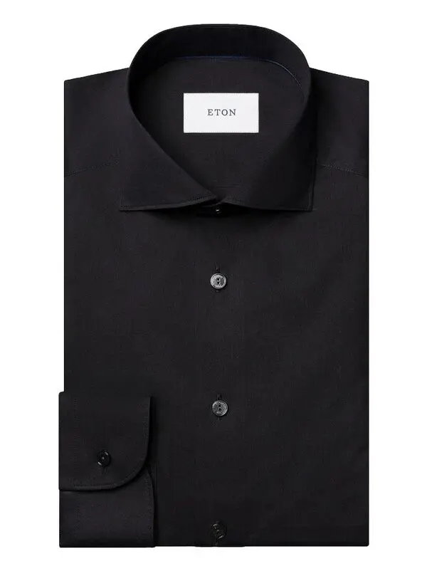 Eton Contemporary-fit Solid Cotton-silk Shirt - Black