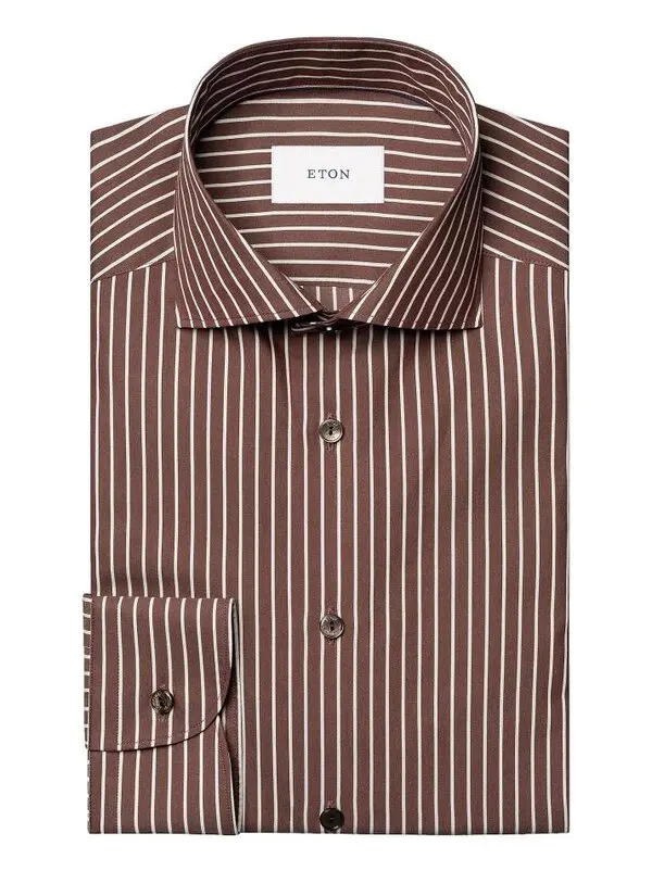 Eton Contemporary-fit Striped Cotton-silk Shirt - Red