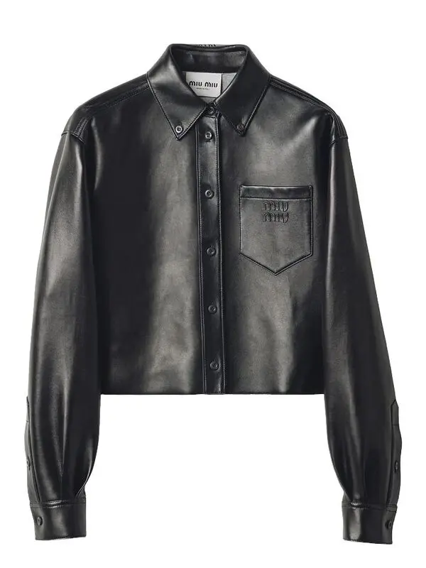 Miu Miu Plongé Nappa Leather Shirt - Black