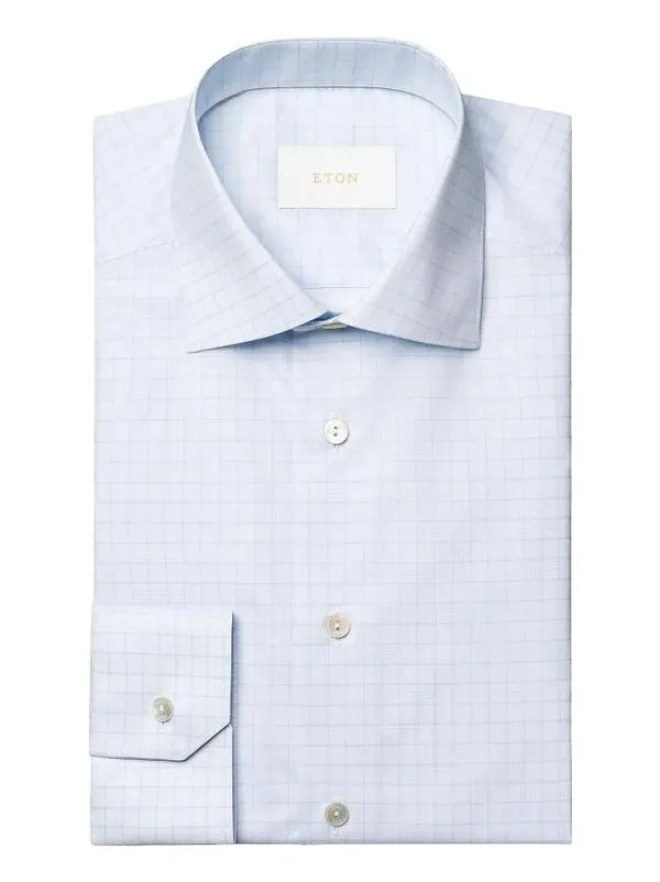 Eton Elevated Check Contemporary-fit Cotton Shirt - Blue