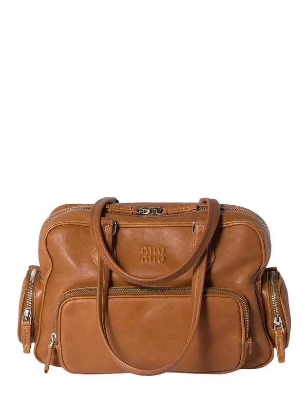 Miu Miu Pocket Nappa Leather Top-handle Bag - Brown