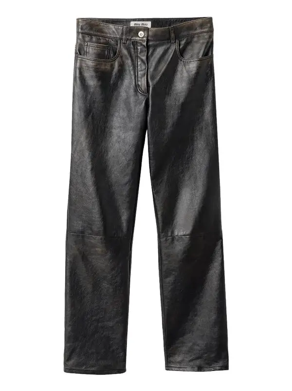 Miu Miu Nappa Leather Pants - Black