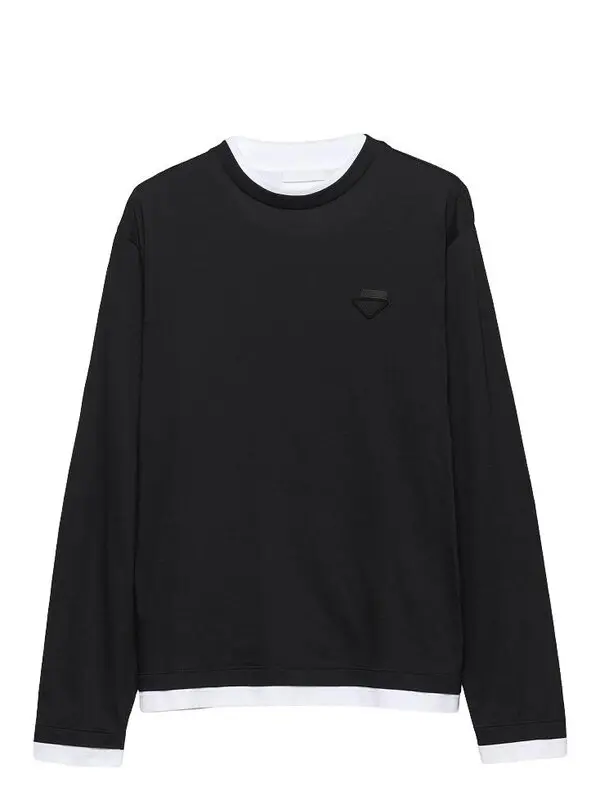 Prada Long-sleeved Cotton T-shirt - Black