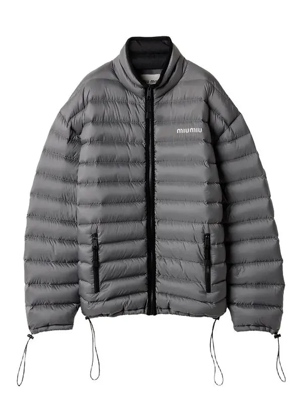 Miu Miu Lightweight Pongé Down Jacket - Grey