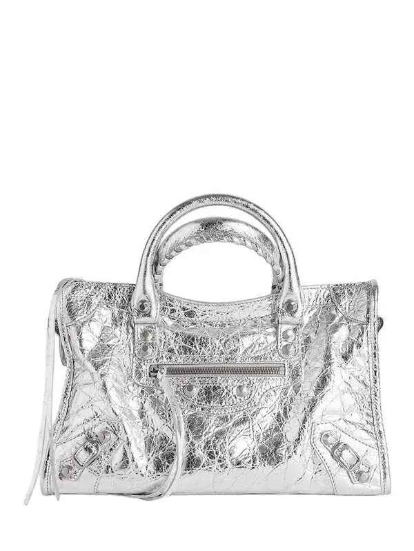 Balenciaga Le City Small Top Handle Metallized Bag - Silver