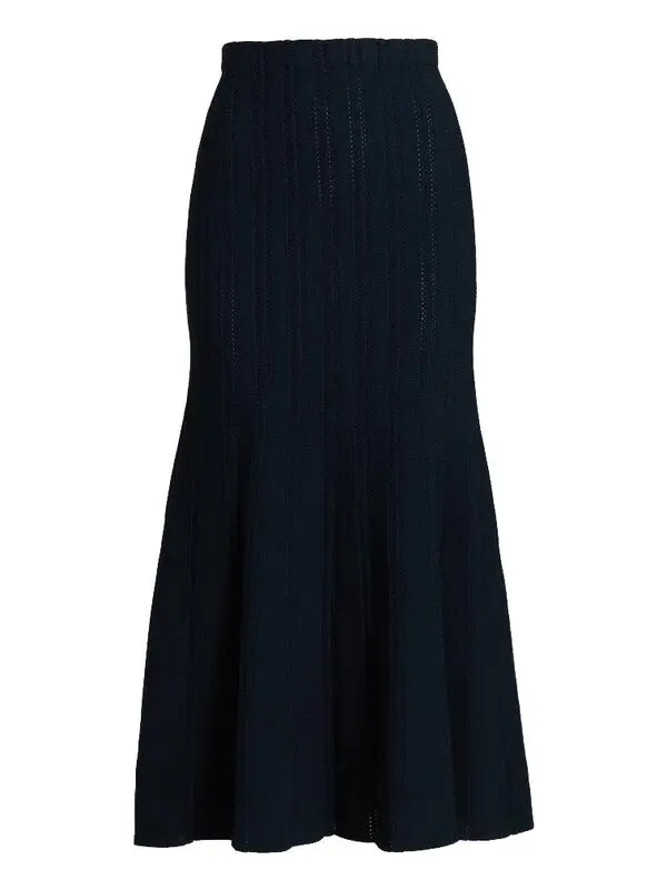 Adam Lippes Lyra Rib-knit Jacquard Maxi Skirt - Navy