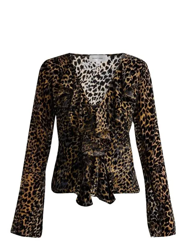 Ronny Kobo Marian -print Ruffled Top - Leopard