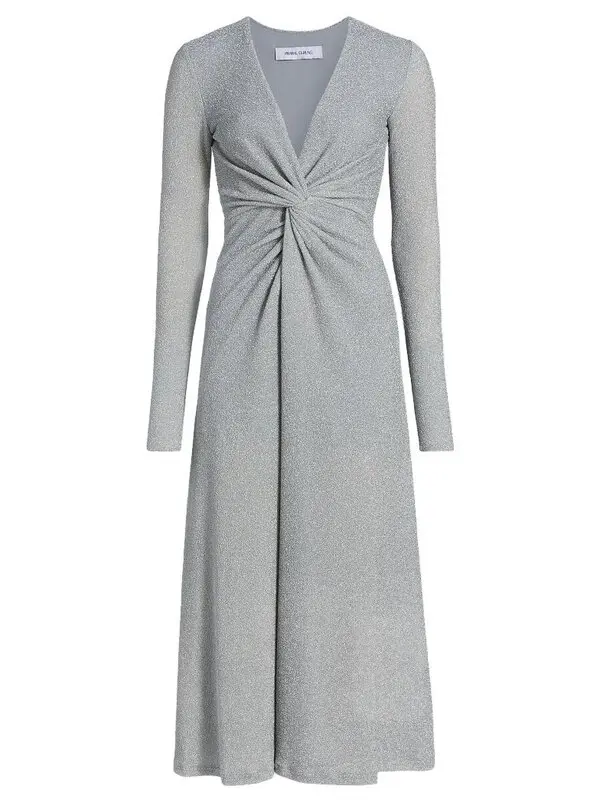 Prabal Gurung Shimmer Twist Midi-dress - Silver