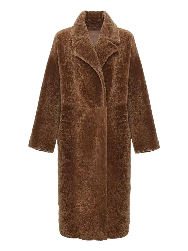 Gorski Reversible Textured Shearling Lamb Short Coat - Camel