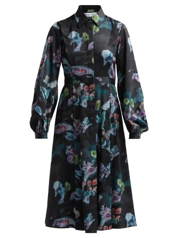 Prabal Gurung Floral A-line Midi Shirtdress - Black Multi