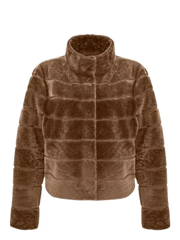 Gorski Reversible Textured Shearling Lamb Jacket - Camel