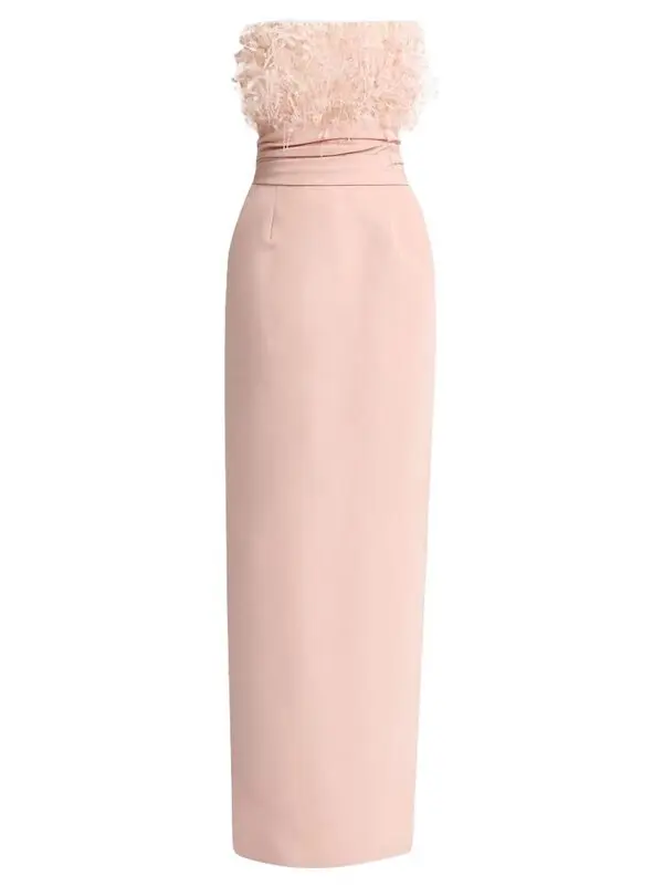 Oscar De La Renta Point D'esprit Strapless Column Gown - Blush