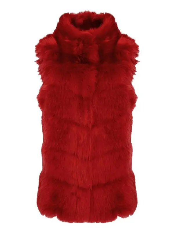 Gorski Reversible Merinillo Shearling Lamb Vest - Red