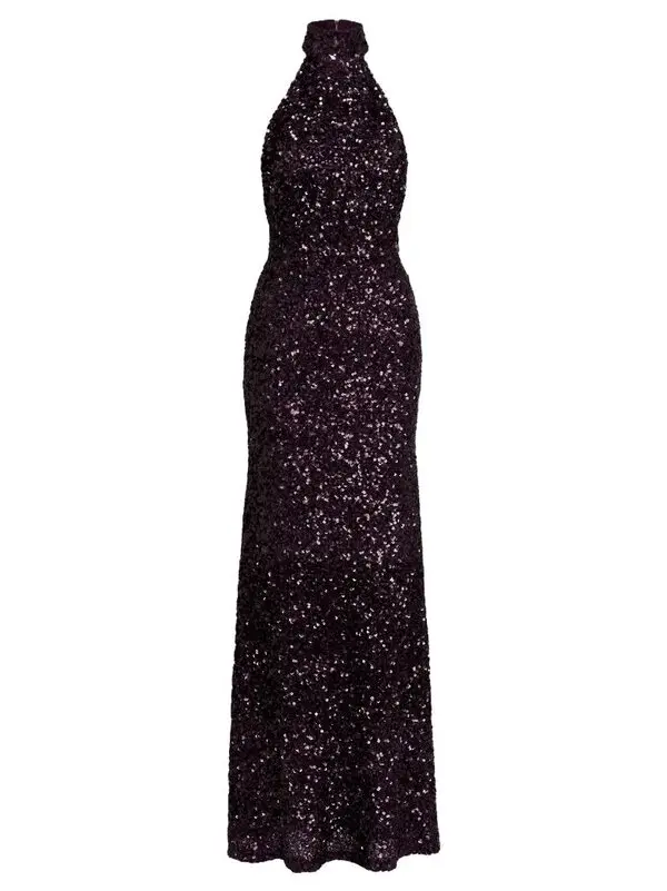 Silvia Tcherassi Dido Sequined Halter Maxi Dress - Purple
