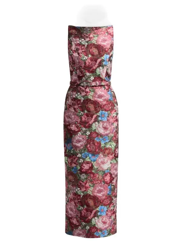 Adam Lippes Sarita Floral-jacquard Column Midi Dress - Ruby Floral
