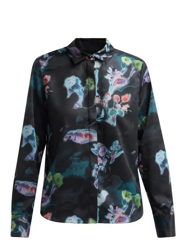 Prabal Gurung Floral Slim-fit Button-front Shirt - Black Multi