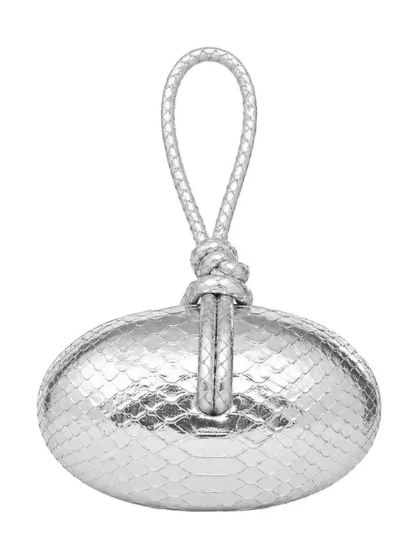 AHIKOZA The Lolita Mini Snakeskin-embossed Leather Clutch - Silver