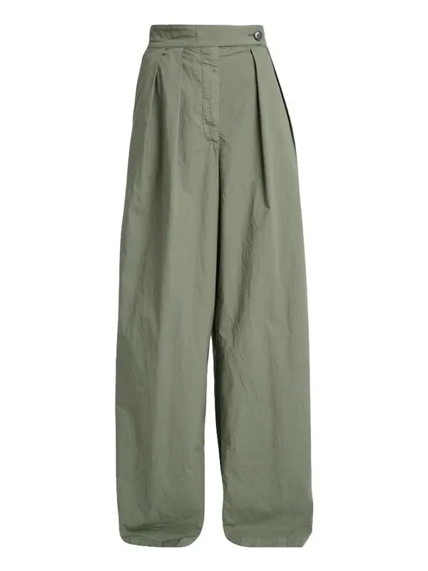 Dries Van Noten Pamplona Stretch Cotton Pleated Pants - Sage