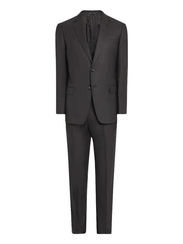 Giorgio Armani Basic Wool Single-breasted Suit - Black