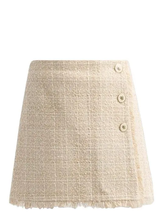 Ramy Brook Connie Tweed Wrap-front Mini Skirt - Bone