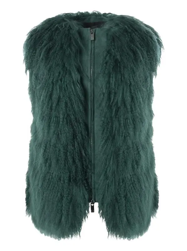Gorski Select Mongolian Goat Zip Vest - Forest Green