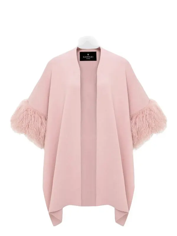 Gorski Knit Vest With Select Mongolian Shearling Lamb Trim - Blush