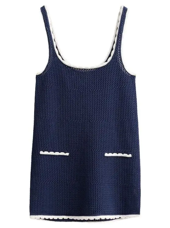 SEROYA Brianna Two-tone Knit Mini Dress - Navy Eggshell