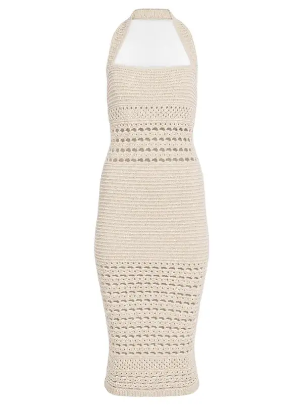 Retrofete Jaycee Crochet Midi Dress - Bone