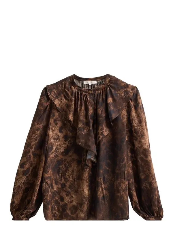 Ramy Brook Star Snakeskin-print Satin Blouse - Heritage Brown Python