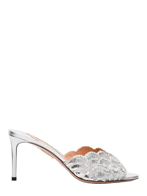 AQUAZZURA Ce Soir 75mm Mules - Silver