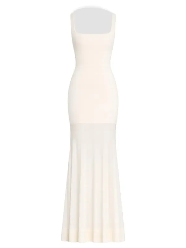 SEROYA Inga Sheer Knit Maxi Dress - Eggshell