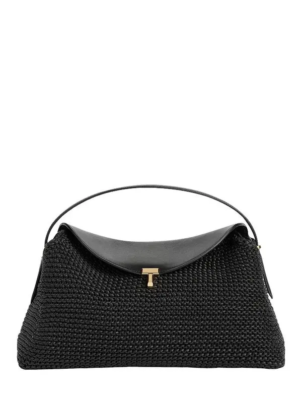 TOTEME T-lock Woven-leather Top Handle Bag - Black