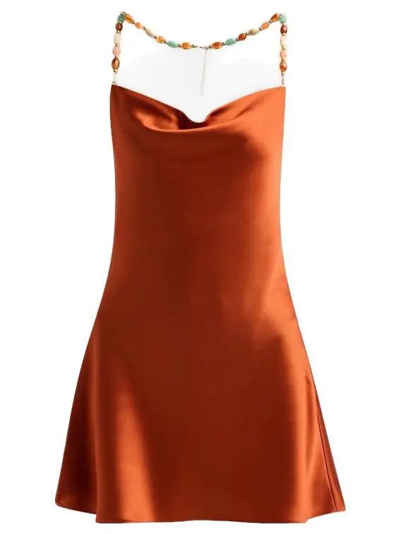 Retrofete Marvel Satin Mini Dress - Rust