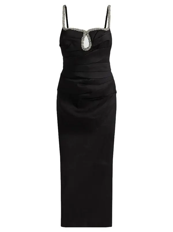 Acler Astonhall Pleated Embellished-trim Midi-dress - Black