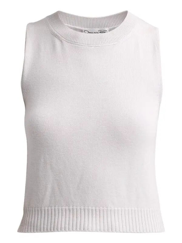 Oscar De La Renta Cropped Wool Twinset Tank - Grey