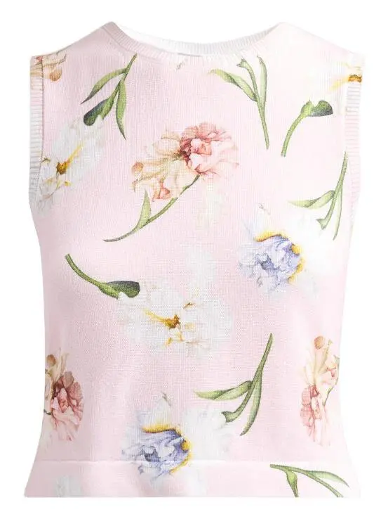Oscar De La Renta Printed Cotton-blend Tank - Blossom Multi