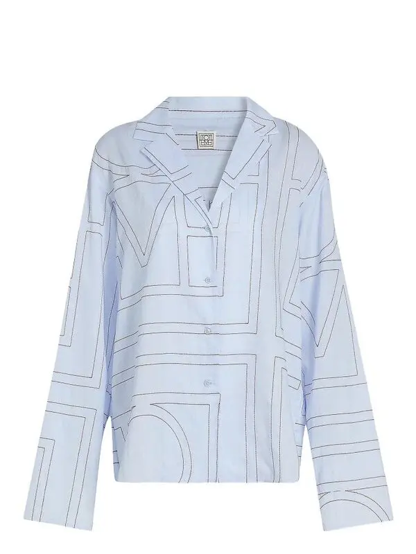TOTEME Monogram Cotton-blend Pajama-style Top - Sky