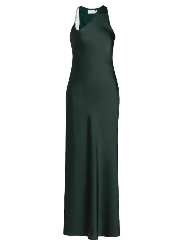 Significant Other Abbey Satin Trapeze Maxi Dress - Emerald