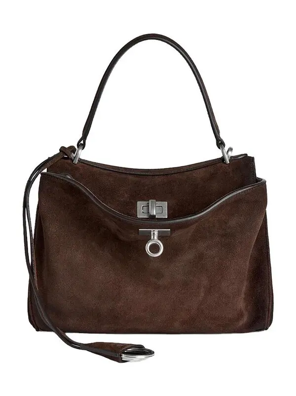 Balenciaga Rodeo Small Suede Top Handle Bag - Espresso