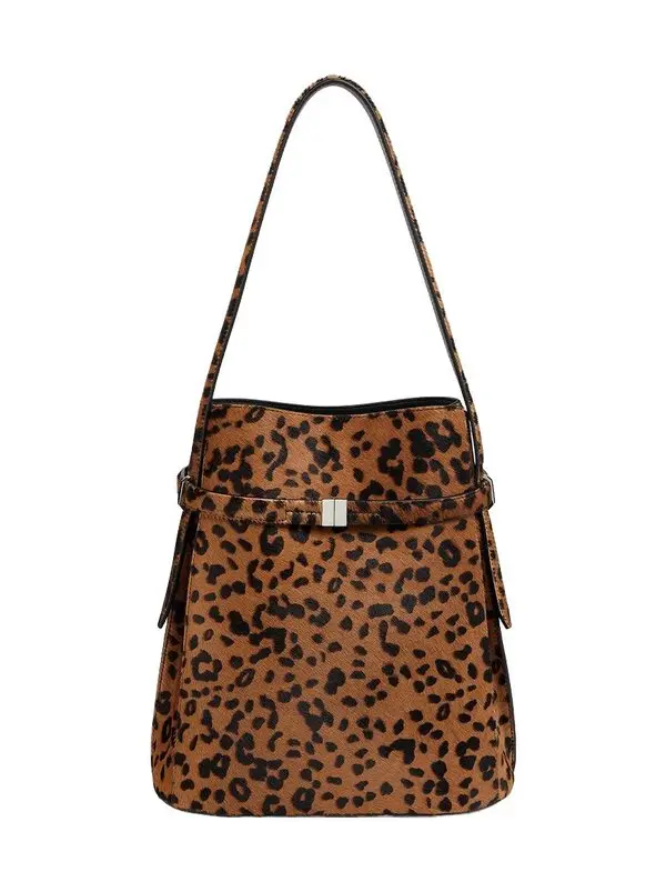 TOTEME Belted Calf-hair Bucket Bag - Leopard