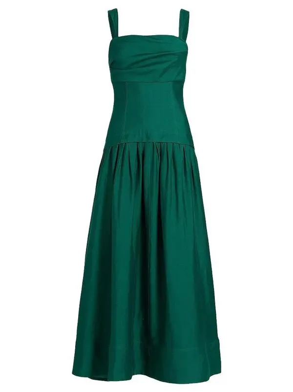 Acler Forever Young Reeve Linen-blend Drop-waist Maxi Dress - Deep Emerald