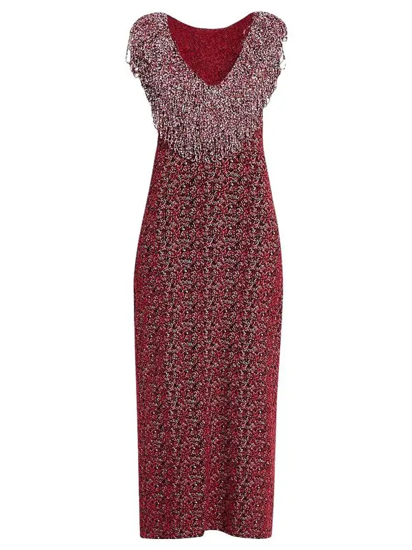 Brandon Maxwell The Amara Embellished Sheath Midi Dress - Red Static
