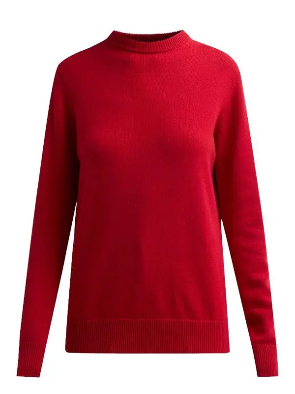 Michael Kors Wool-silk-cashmere Knit Crewneck Sweater - Ruby