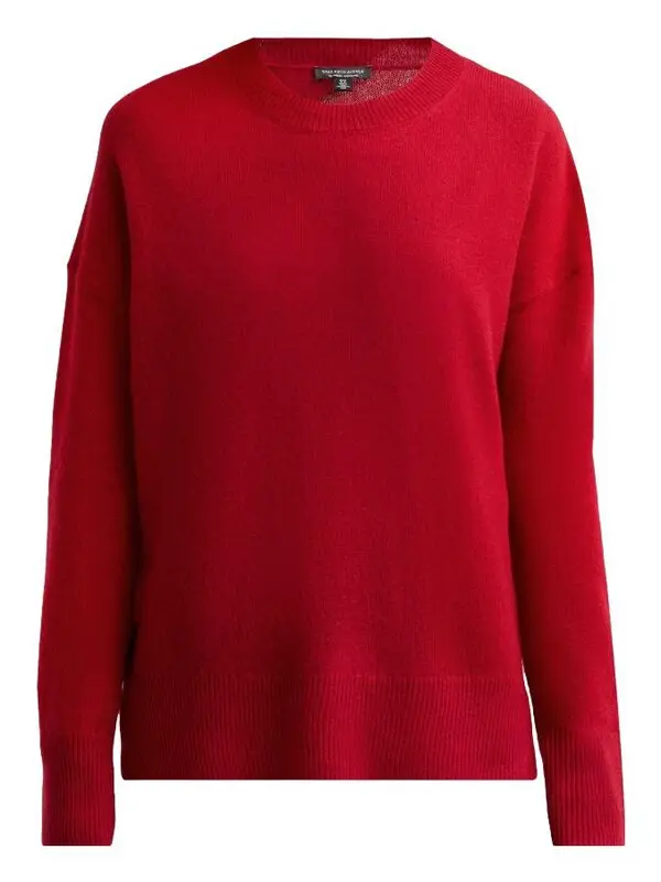 SAKS FIFTH AVENUE Oversized Cashmere Raw-vent Sweater - Deep Red