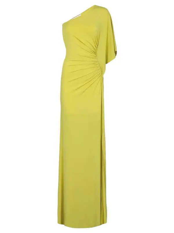 Silvia Tcherassi Doli Ruched One-shoulder Maxi Dress - Lime