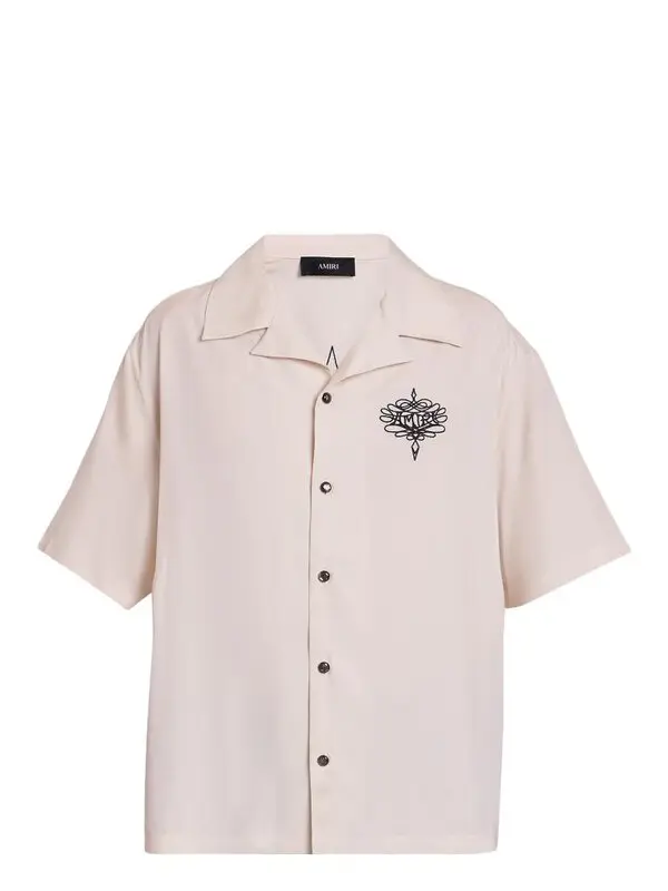 Amiri Lasso Logo-embroidered Camp Shirt - Alabaster