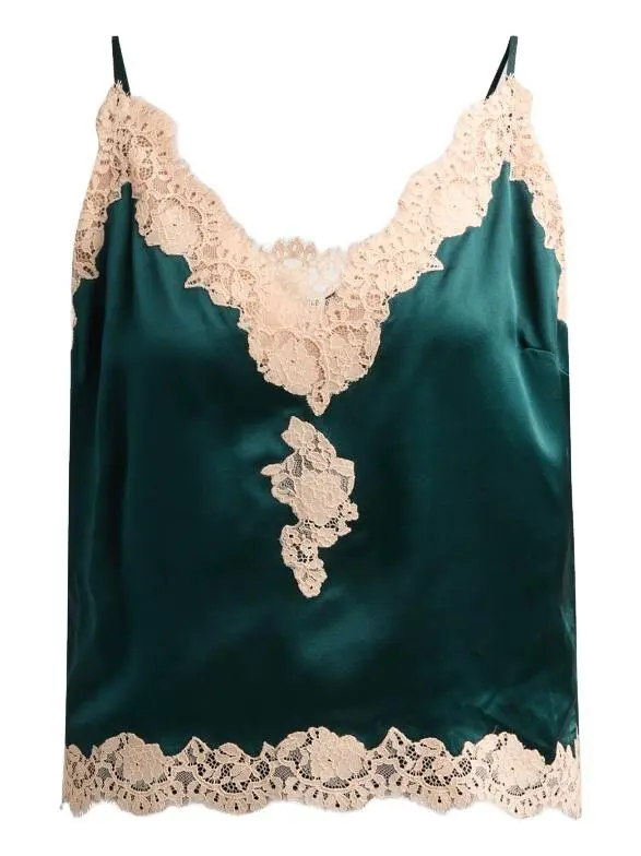 DÔEN Kira Lace-trimmed Silk Camisole - Scarab