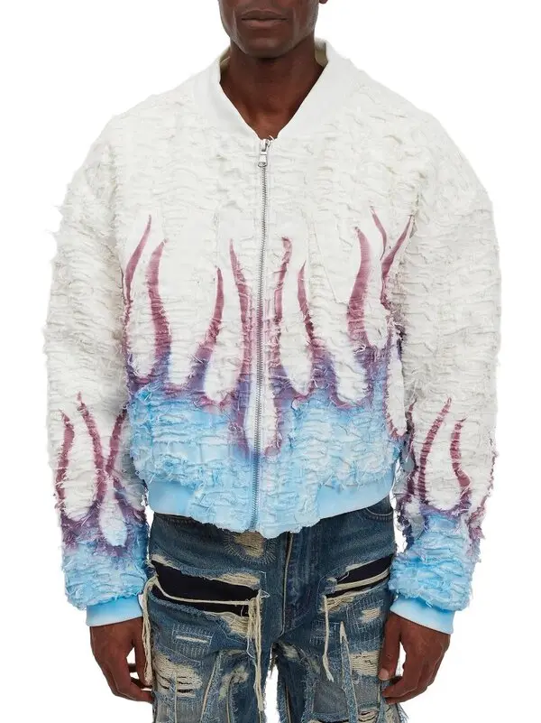 WHO DECIDES WAR Husk Flame Bomber Jacket - Cloud Multi