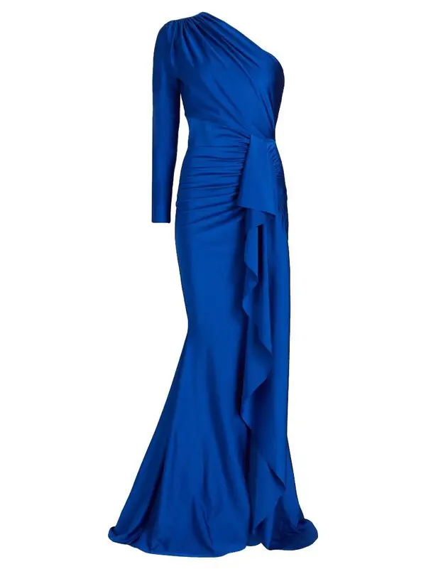 Chiara Boni La Petite Robe Serina Jj One-shoulder Slit Gown - Blue