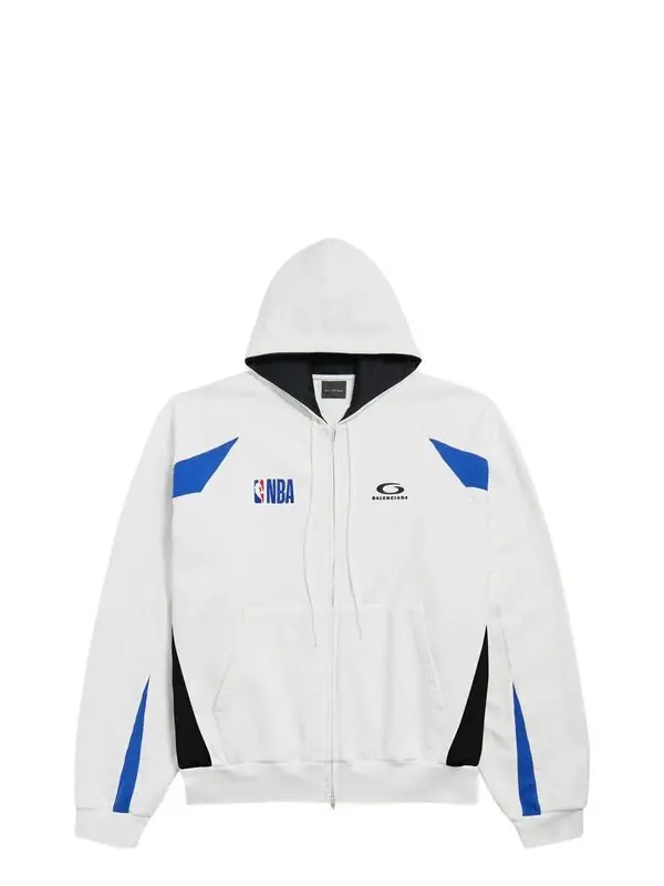 Balenciaga X Nba Collaboration Oversized Zip-up Hoodie - White